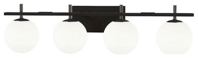 4 Light Halogen Vanity, Matte Black - Contemporary - Bathroom Vanity ...
