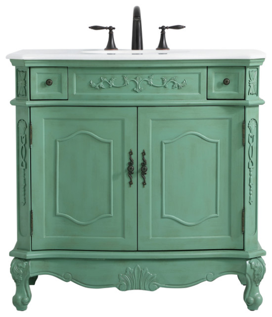 Elegant 36" Single Bathroom Vanity in Vintage Mint - Eclectic ...