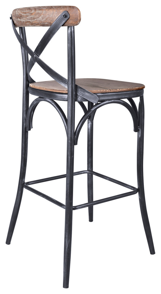Sloan Industrial 30" Bar Height Barstool in Industrial Gray and Pine Wood - Industrial - Bar ...