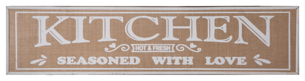 Wood Wall Art with "Kitchen" Writing Design Natural Brown Finish ...