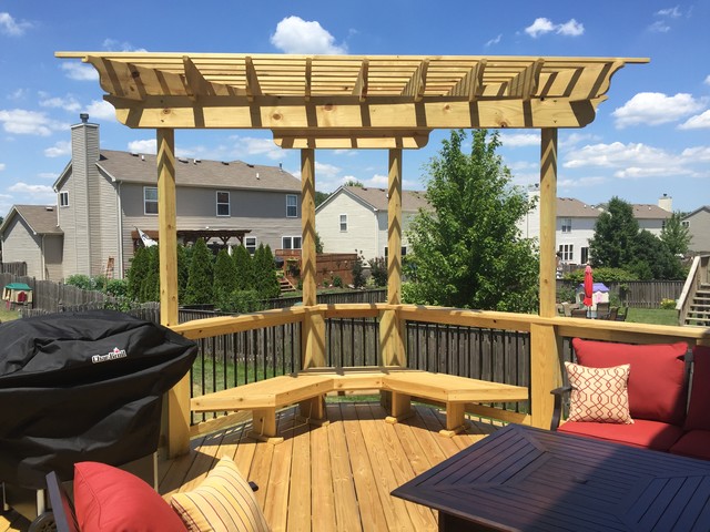 Wood Deck and Free Standing Pergola Combination - Traditional - Chicago ...