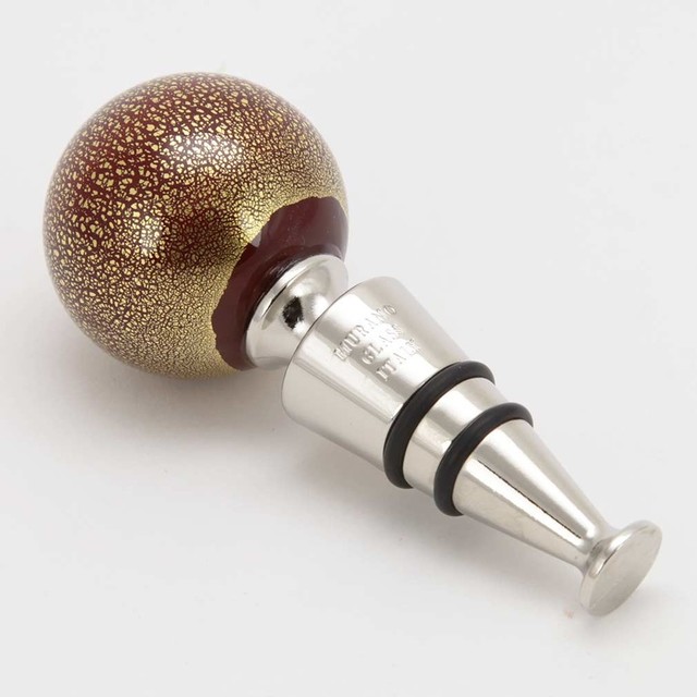 GlassOfVenice Murano Glass Golden Red Ball Bottle Stopper ...
