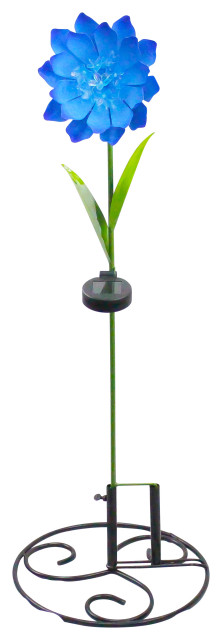 Stake Solar Daisy Flower Blue - Contemporary - Garden Statues And Yard ...
