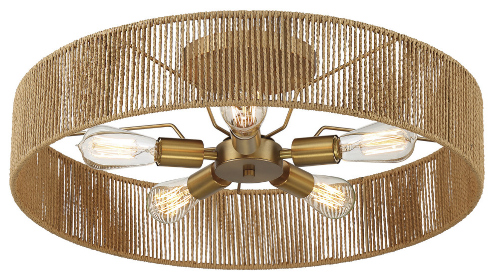 Sleek Ceiling Light with Rope Detail - Beach Style - Flush-mount ...