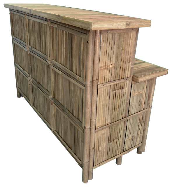 Bamboo Bar Counter With Door, 24"W X 64"L X 44"H - Asian - Outdoor Pub ...