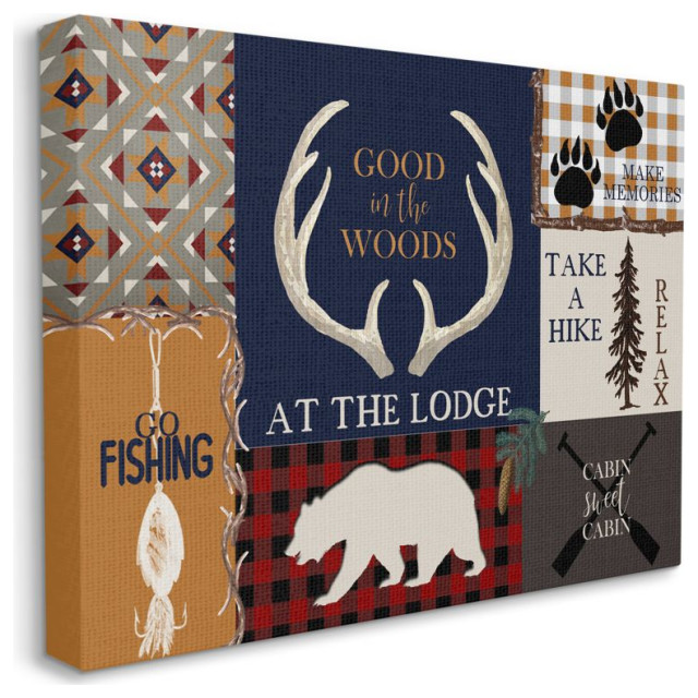 Good in the Woods Rustic Forest Animal Camping Collage, 1-Piece, 16x20 ...