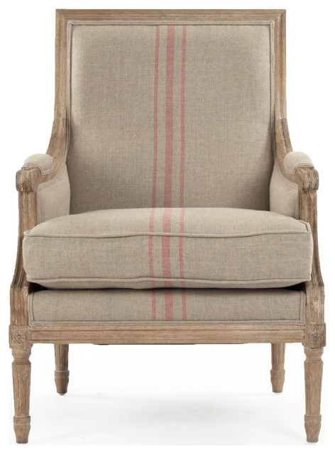 Red Striped Louis Chair - French Country - Armchairs And Accent Chairs ...