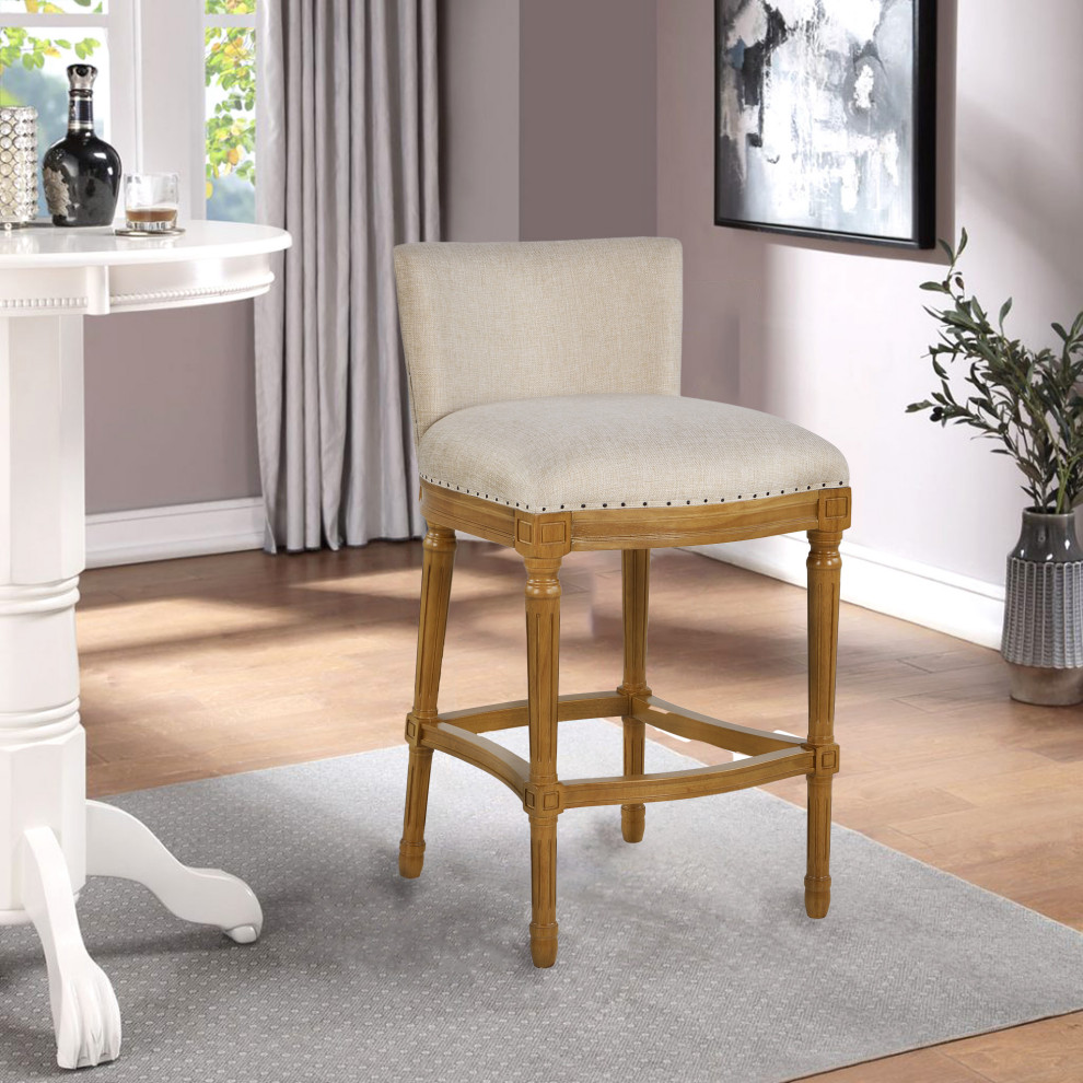 Francesca Counter Height Wood Bar Stool - Traditional - Bar Stools And ...