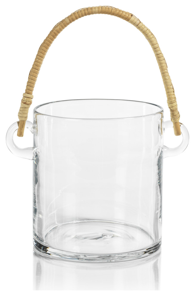 Budva Glass Ice Bucket/Wine Cooler With Rattan Handle - Ice Tools And ...