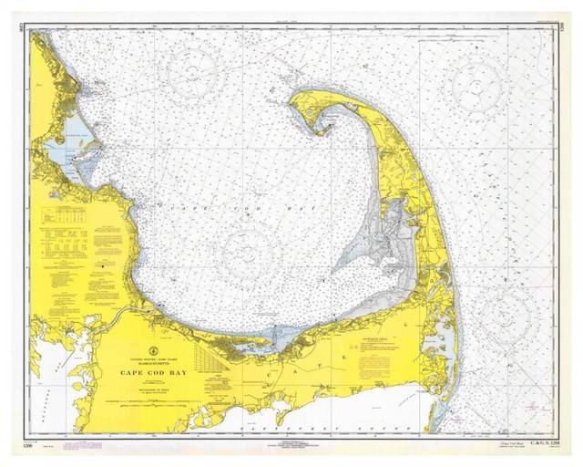 "Nautical Chart - Cape Cod Bay ca. 1970" Paper Art, 46"x37", 46"x37 ...