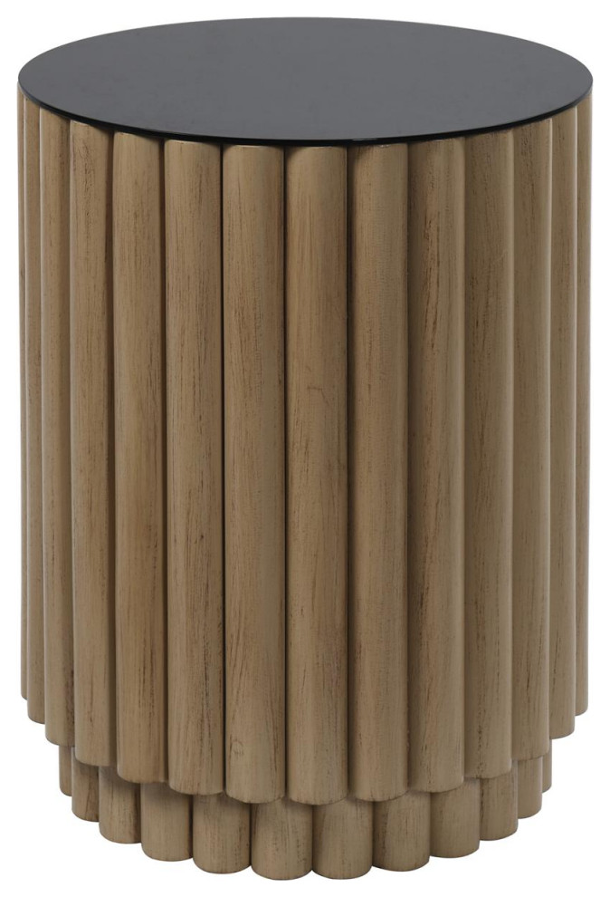 Fluted Barrel End or Side Table, Natural Stain - Rustic - Side Tables ...