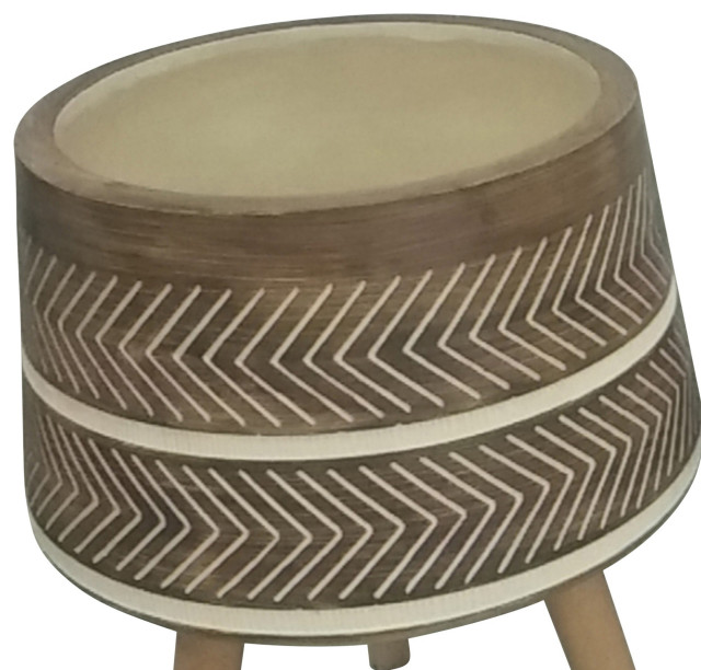 Ceramic Body Planter with Wooden Leg Support, Set of 2, Brown ...