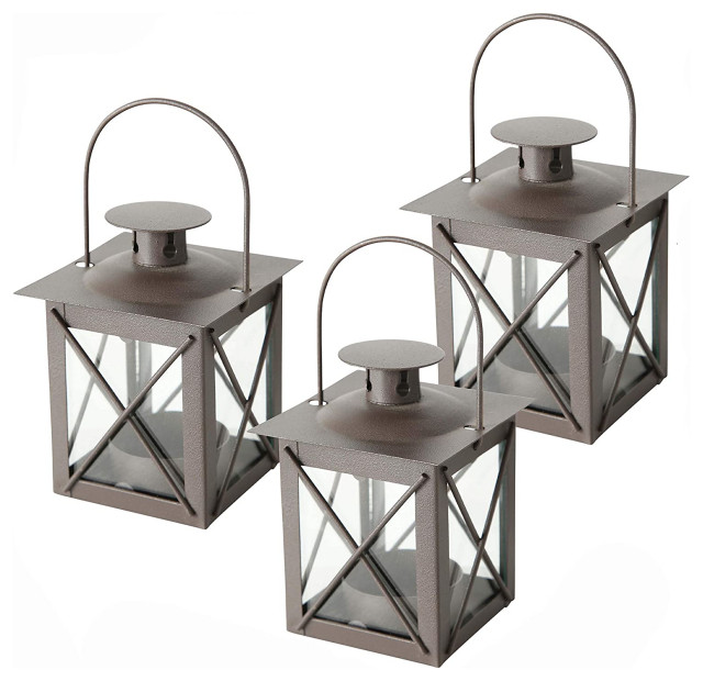 3 Piece Candle Lantern Set, 4 L x 3 W x 3 H inches - Transitional ...