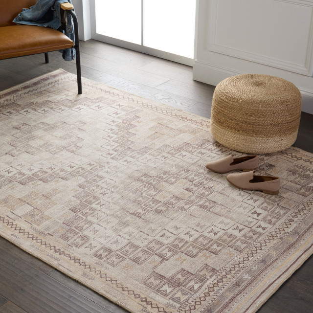 Kate Lester + Jaipur Living Davina Tribal Beige/ Burgundy Area Rug, 7'6 ...