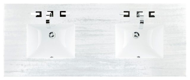 60" Double Top, 3 Cm Arctic Fall Solid Surface W/ Sink - Contemporary ...