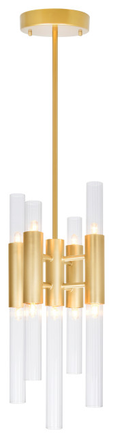 9 Light Mini Pendant With Brass Finish - Contemporary - Pendant ...
