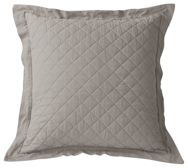 Diamond Pattern Linen Quilted Euro Sham - Contemporary - Pillowcases ...