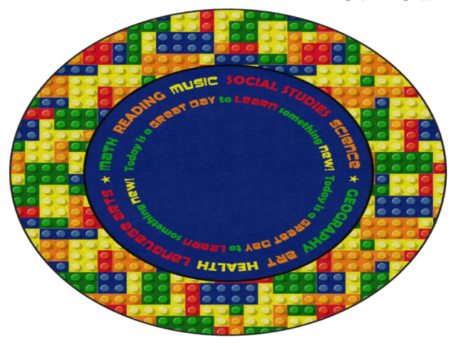 Flagship Carpets FE128-85A 6' Learning Blocks Round Educational Rug ...