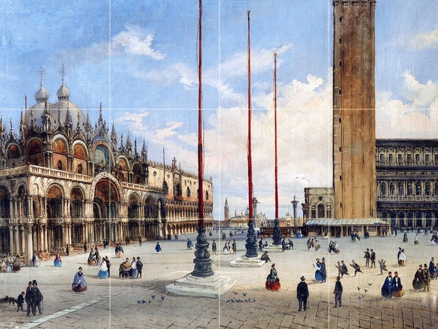 Tile Mural, View of Venice Backsplash, Four Inch Marble - Traditional ...