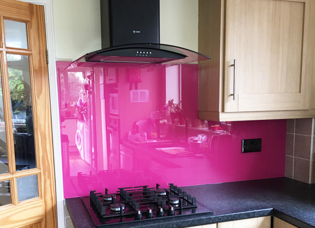 Hot Pink Splashback - Modern - Kitchen - Cheshire - by Pro Glass 4 ...
