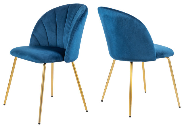 Velvet Blue Dining Chair Upholstered Dining Room Living Room Set of 2 ...