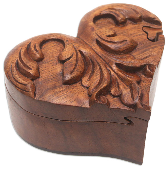 Novica Handmade Cross My Heart Wood Puzzle Box - Contemporary ...