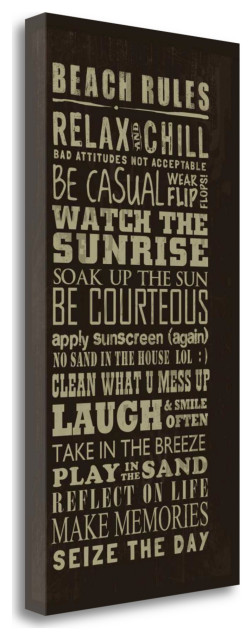 16" Fun Beach Rules Sign Giclee Print on Gallery Wrap Canvas Wall Art ...