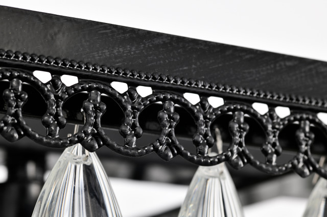 6-Light 40 in. Antique Black Rectangular Crystal Chandelier Dining Room Fixture - Traditional ...