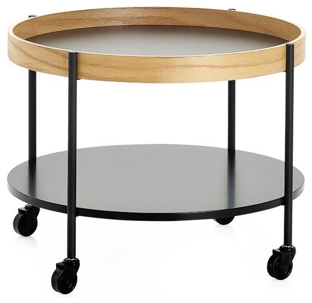 Torre & Tagus Brito Round 2-Tier Rolling Coffee Table - Transitional ...