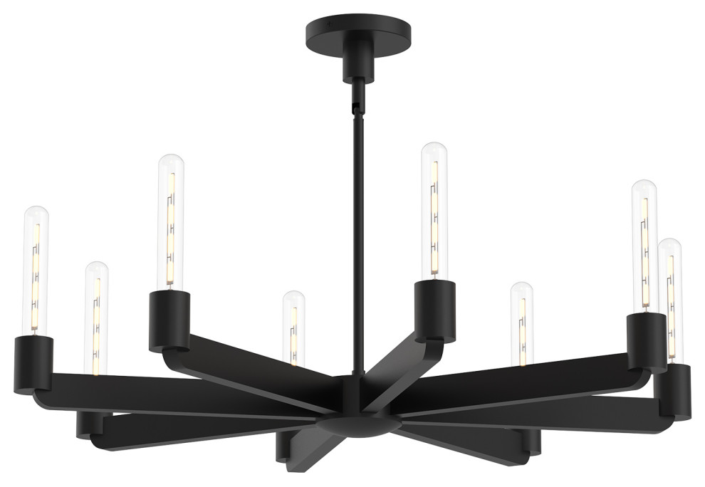 Claire 8-Head 32" Chandelier Matte Black E26 60Wx8, D32" x H3-3/8 ...