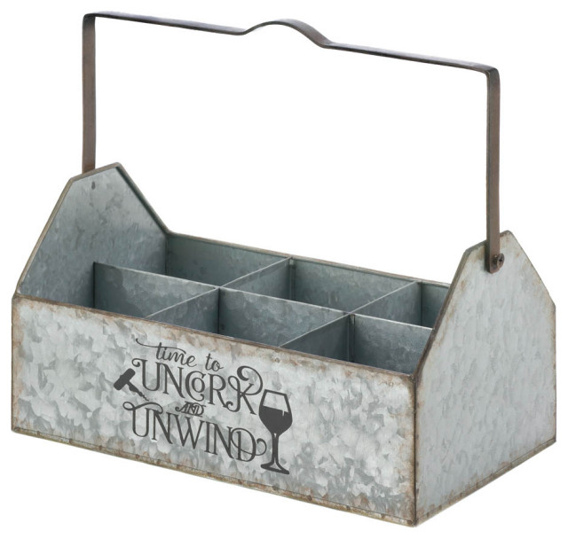 Galvanized Metal Wine Caddy - Farmhouse - Wine Racks | Houzz
