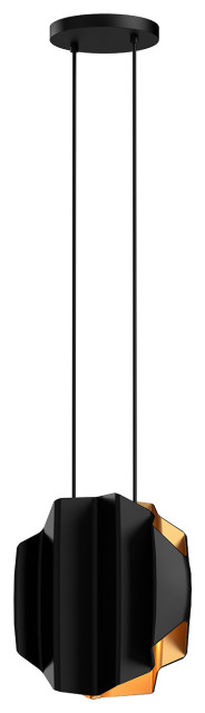 Akira 2-Head 14" Pendant Matte Black Gold 120" Wire E26 60Wx2 ...