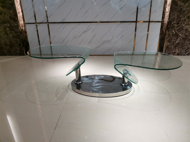 Motion Coffee Table With Clear Glass Top, Chrome Base - Contemporary ...