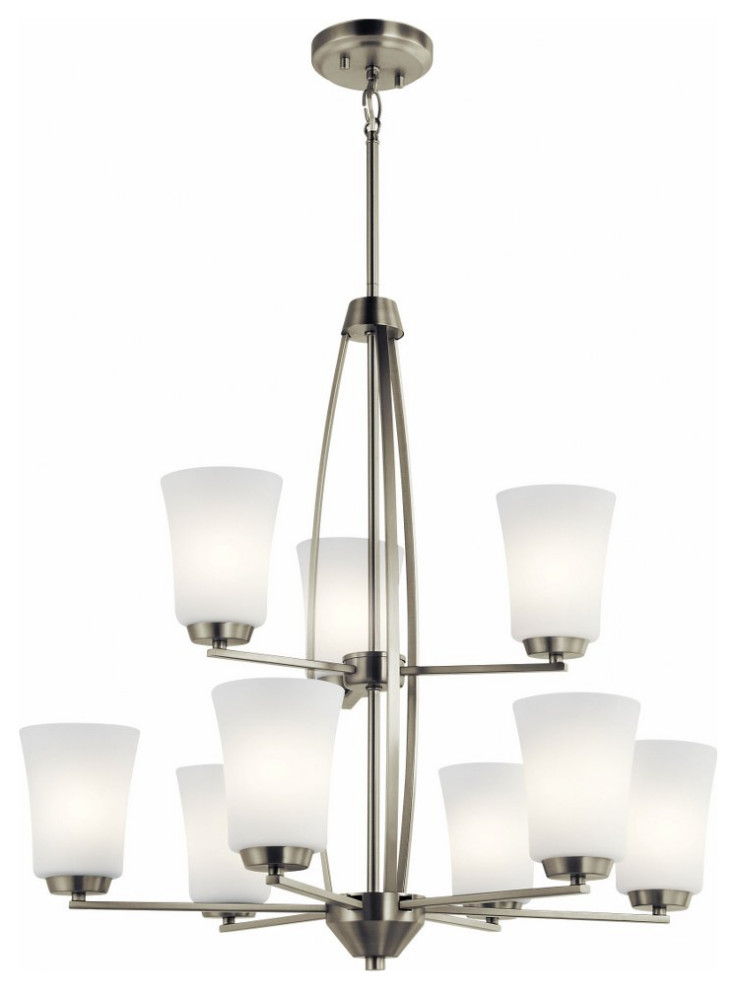 Transitional Nine Light Chandelier-Brushed Nickel Finish - Chandelier ...