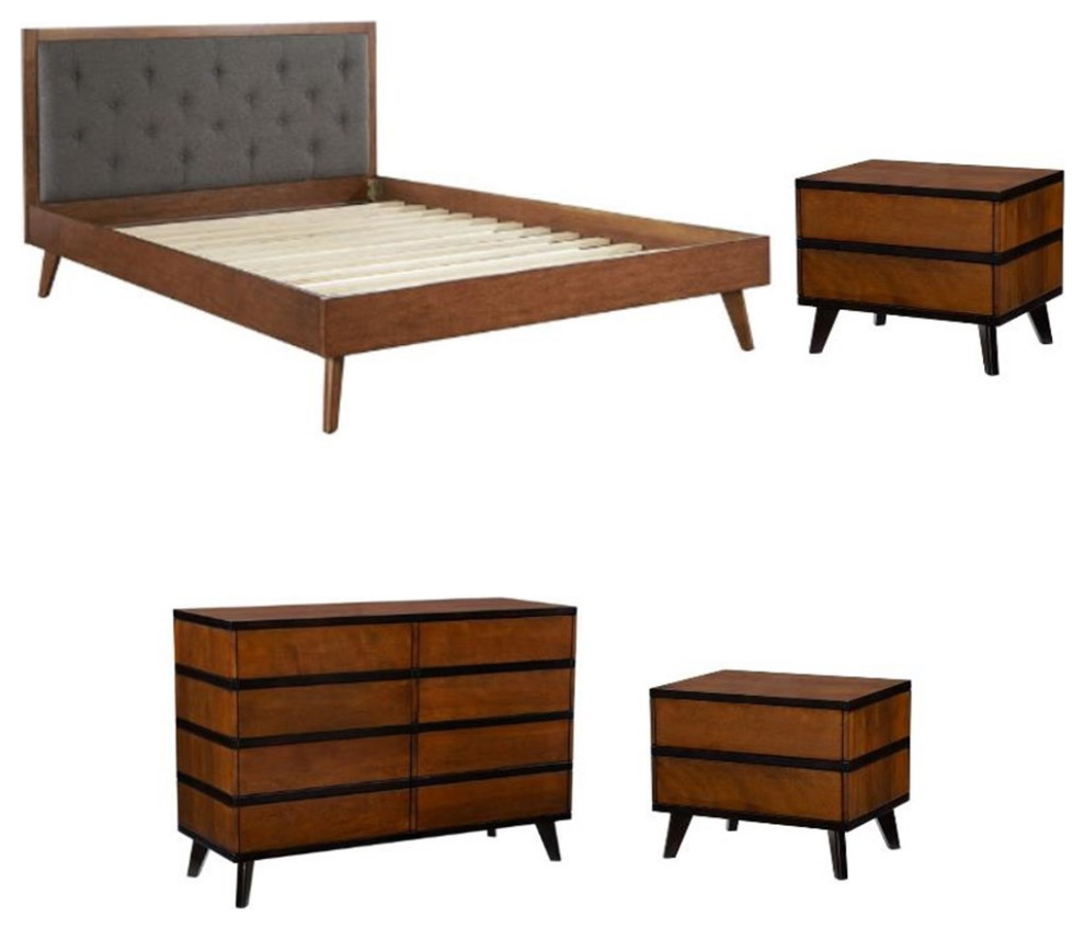 Home Square 4-Piece Set with 2 Nightstands & Dresser & Queen Bed ...