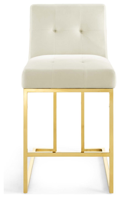Ivory Velvet Counter Stool, Heidi Giselle Gold Counter Stool, Glam ...