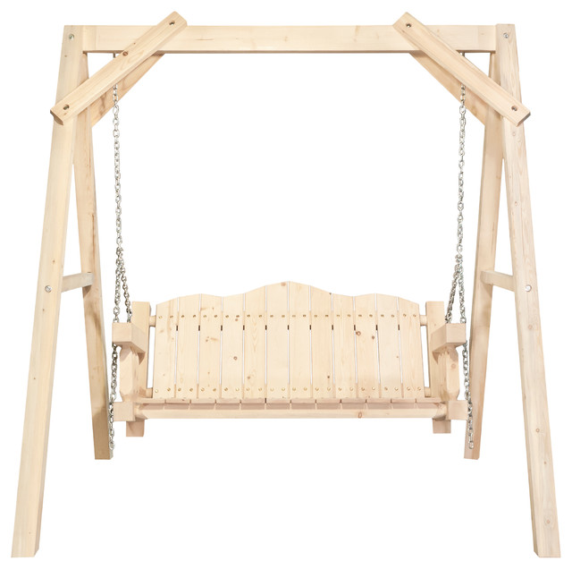 Homestead Collection Lawn Swing With "A" Frame - Rustic - Porch Swings ...