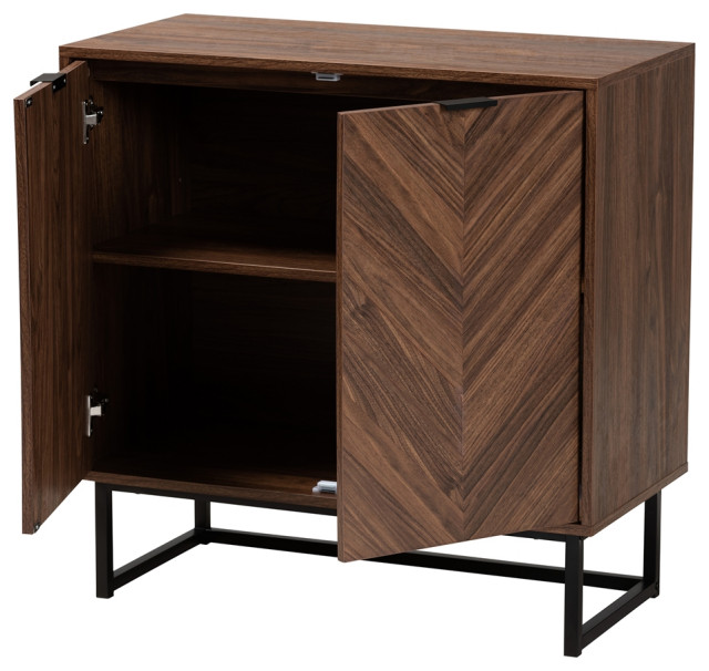 Modern Walnut Brown Finished Wood Storage Cabinet - Transitional ...