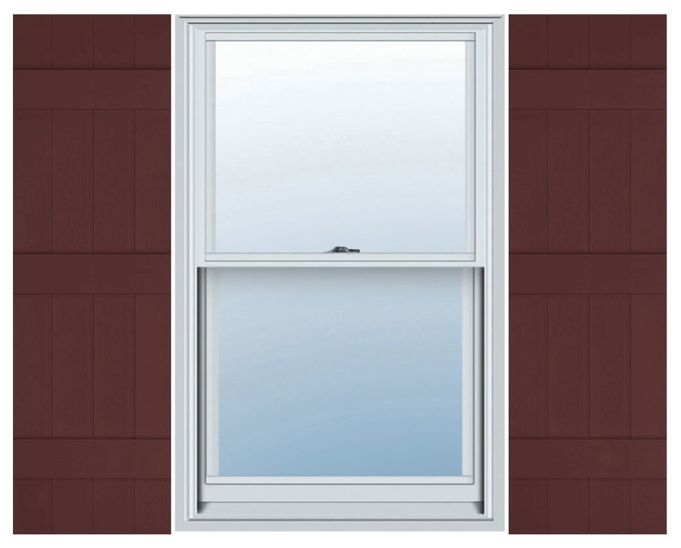 Lifetime Vinyl Custom 4-Board Joined Board-n-Batten Shutters, Bordeaux ...