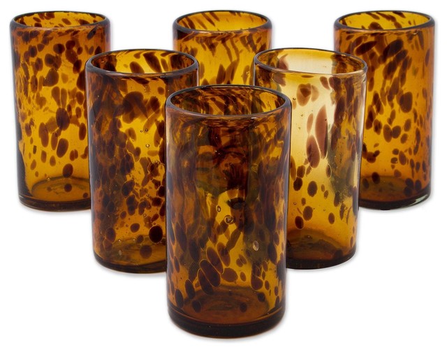 Tall Tortoise Shell, Set of 6 Drinking Glasses, Mexico - Contemporary ...