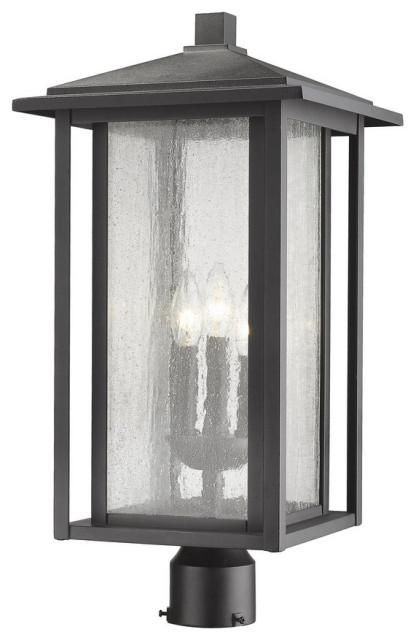 3 Light Outdoor Post Mount Lantern in Urban Style - 11 Inches Wide by ...