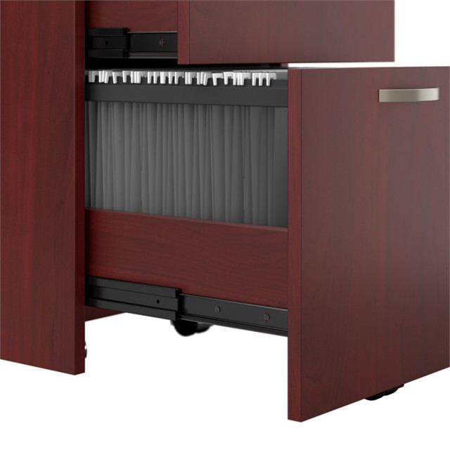 Pemberly Row Cubicle Desk with Storage in Hansen Cherry - Engineered ...