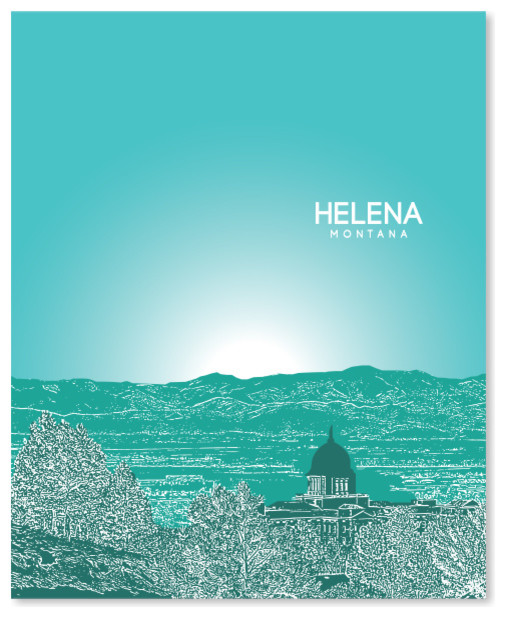 Helena, Montana Skyline Art Poster - Contemporary - Prints And Posters ...