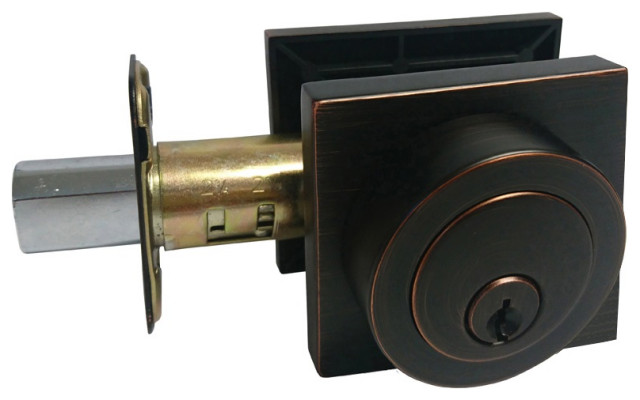 Square Plate Round Knob Contemporary Door Handle - Transitional - Door ...