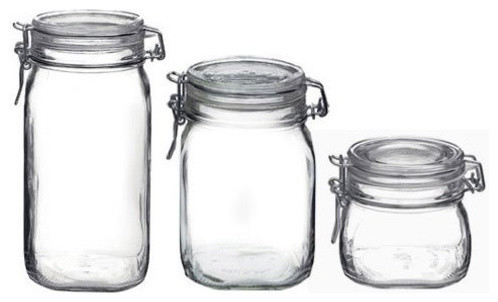 Bormioli Rocco Fido 3 Piece Glass Jar Set - Contemporary - Kitchen ...
