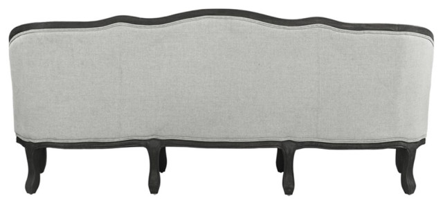 ACME Samael Linen Sofa with Wooden Frame and 3 Pillows in Gray and Dark ...