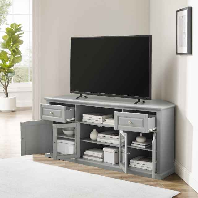 60" Corner Tv Stand Gray - Transitional - Entertainment Centers And Tv ...
