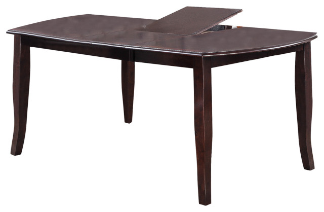 Dining Table with 18 Inches Butterfly Leaf in Dark Brown, Standard ...