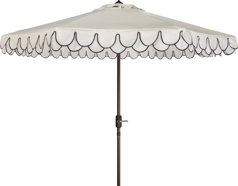 Safavieh Elegant Valance 11' Round Umbrella - Traditional - Outdoor ...