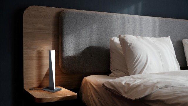 Isidro Table Lamp, 8W Integrated LED, Structured Black, White Acrylic ...